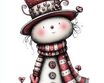 Snowman for Valentine's Day Instant Digital Download Printable Wall Art ...