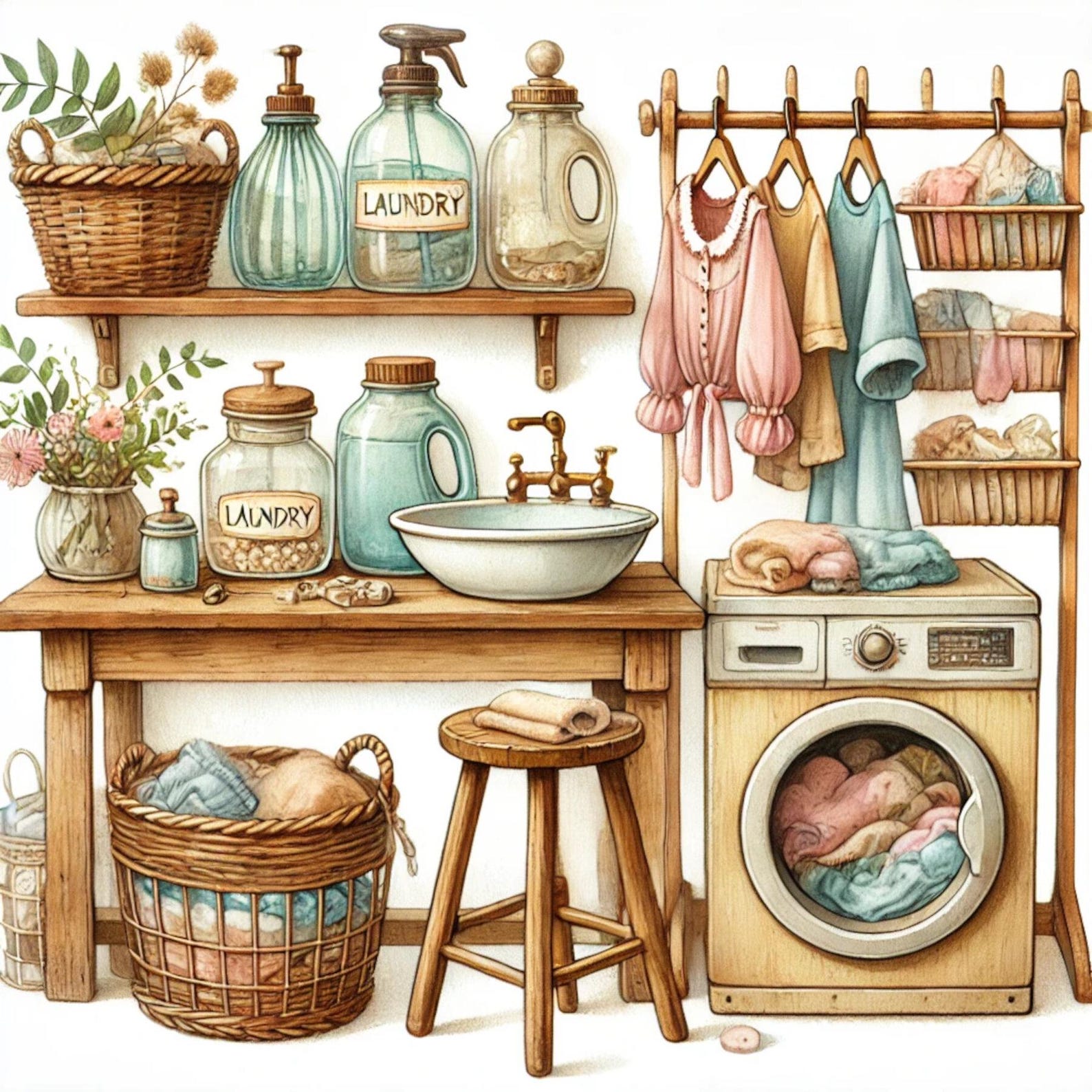 Cosy Cottage Laundry, Scenes From the Laundry Room, Washing, Drying ...