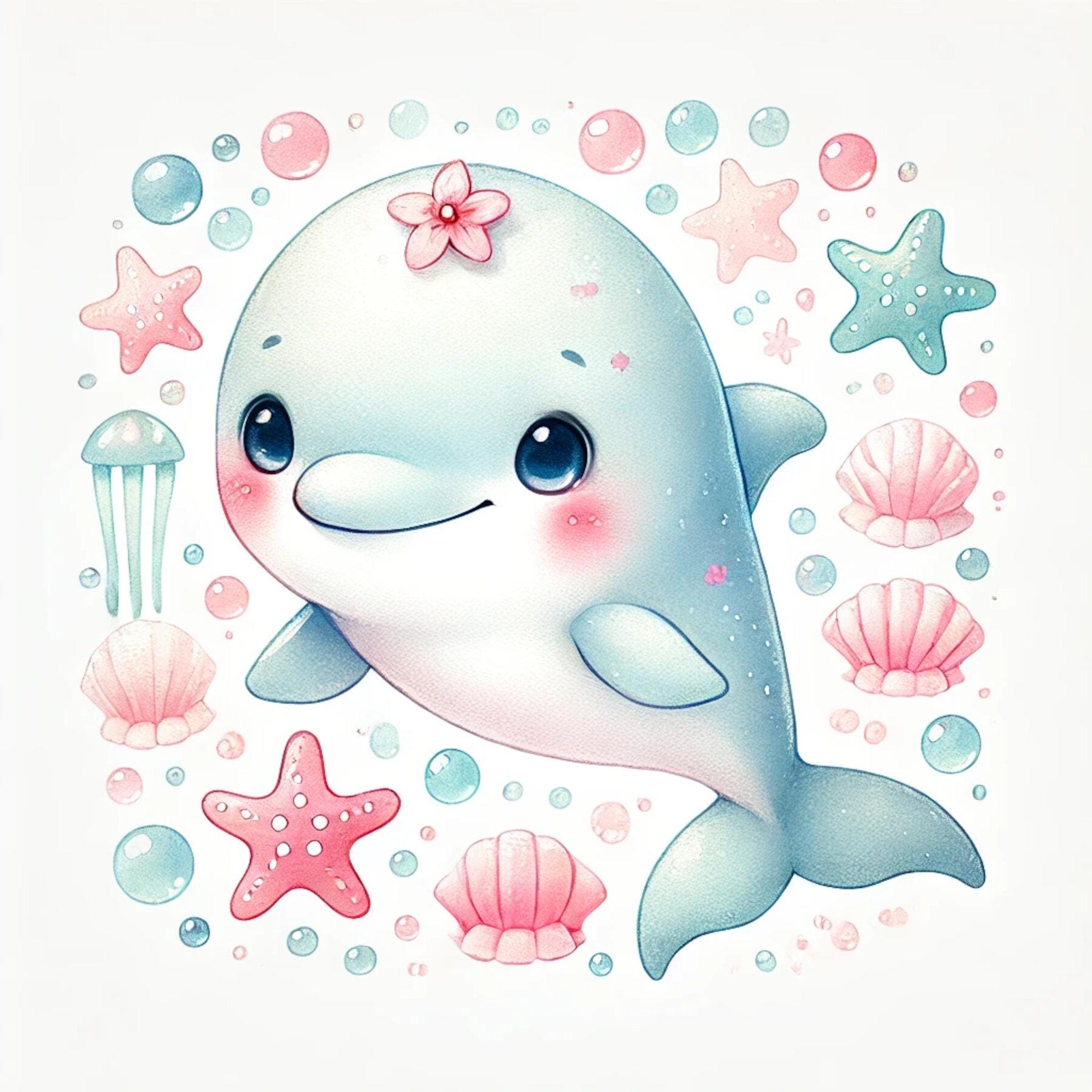 Dave Dolphin, Whimsical Clipart, Cute Clipart, Sea Creatures, Dolphin ...