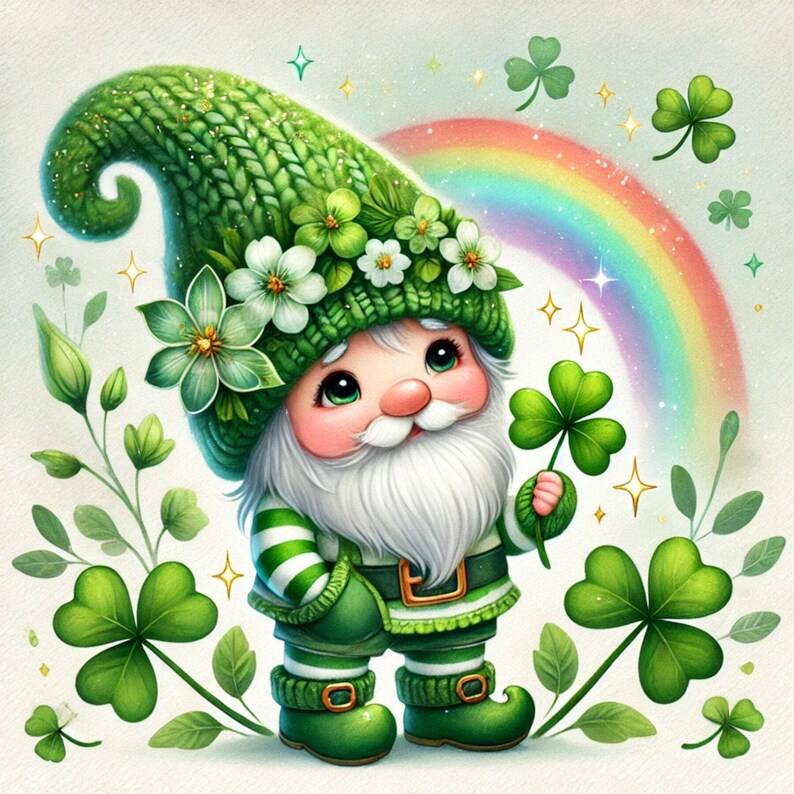 St. Patricks Day Gnomes 2, JPG Clipart Images, Irish Heritage, Shamrock ...