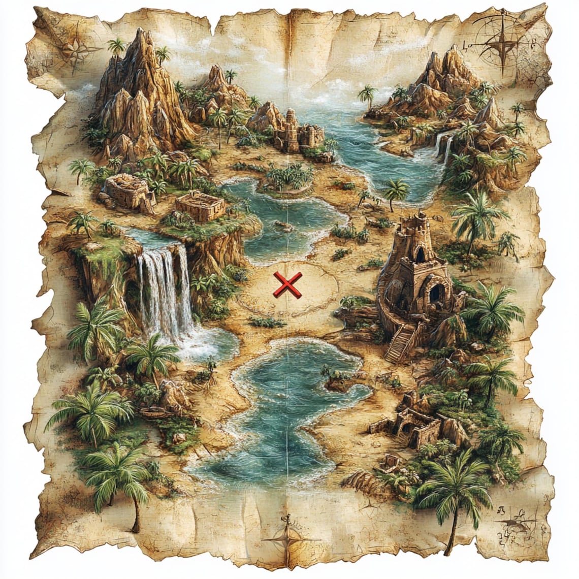Treasure Map, Pirate Map, Old Map Art, X Marks Map, Vintage Map ...