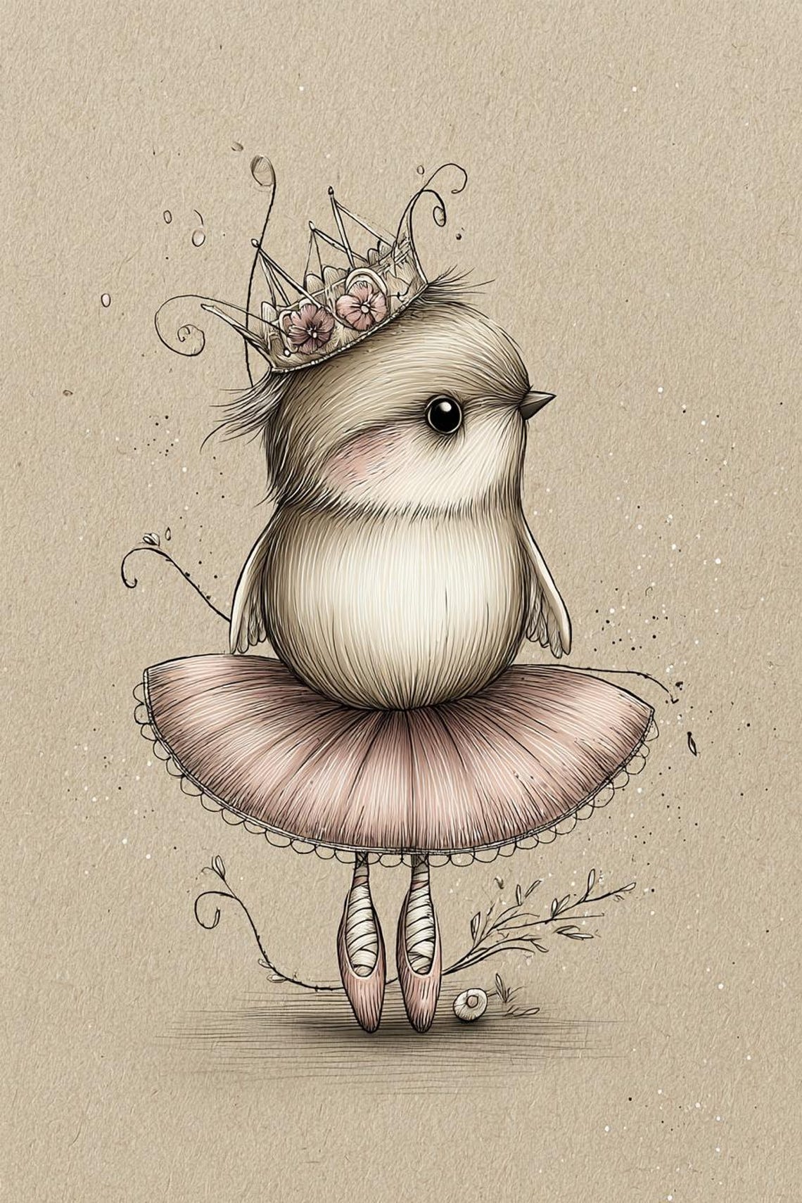Bird Ballerina, Cute Bird Art, Pink Tutu Bird, Ballet Bird Pic, Bird in ...