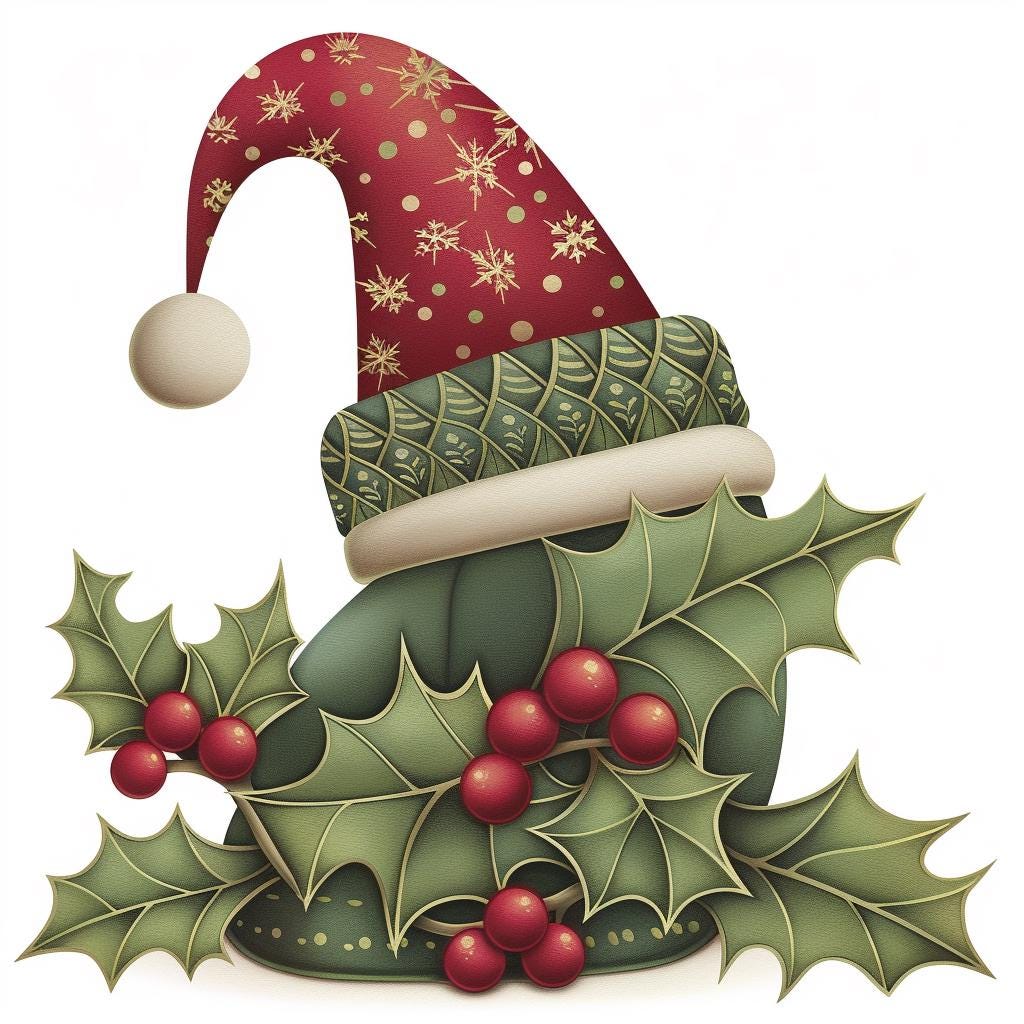 Santa Hat, Christmas Hat, Holiday Decor, Festive Vibes, Cozy Winter ...