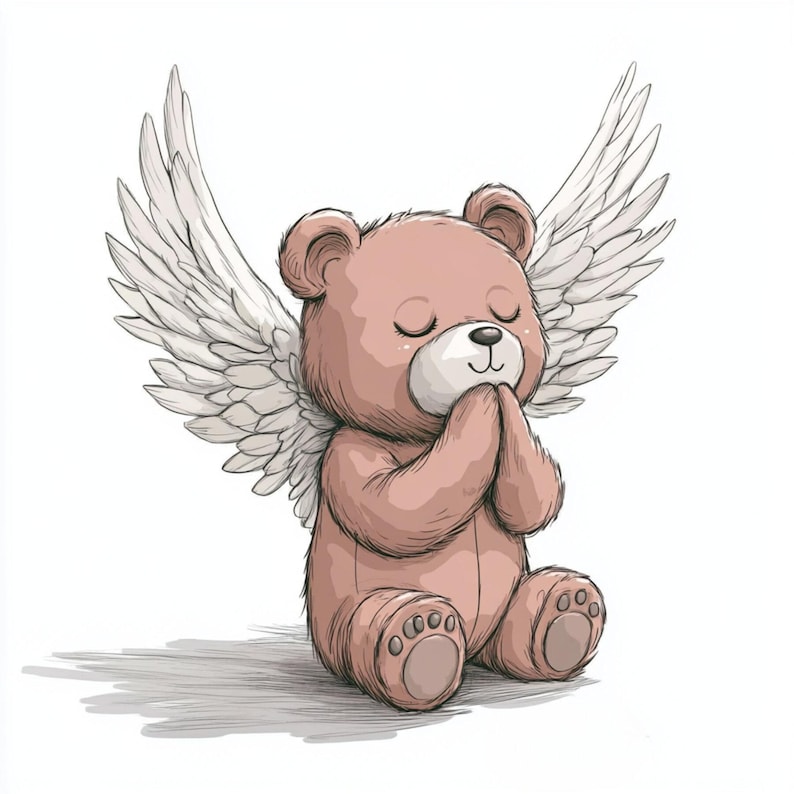 Whispers of Heaven, Angel Teddy, Cute Bear Art, Praying Bear, Baby ...