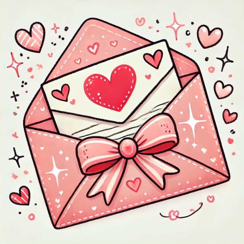 Love Letters, Valentines Day, Romantic Clipart, Valentine Clipart, 14th ...