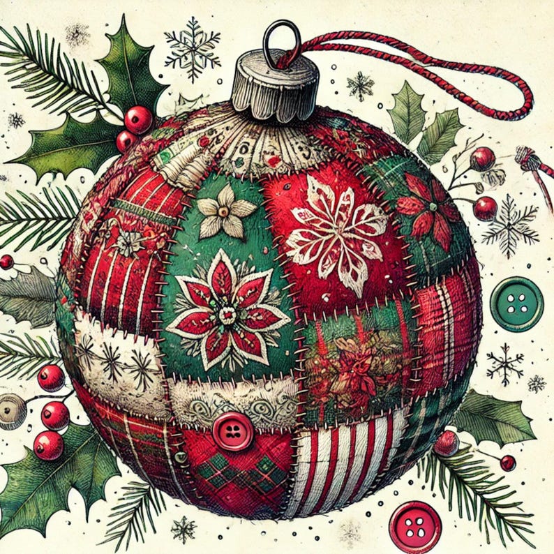 10 Patchwork Bauble Clipart Images, Baubles, Patchwork, Sewing ...