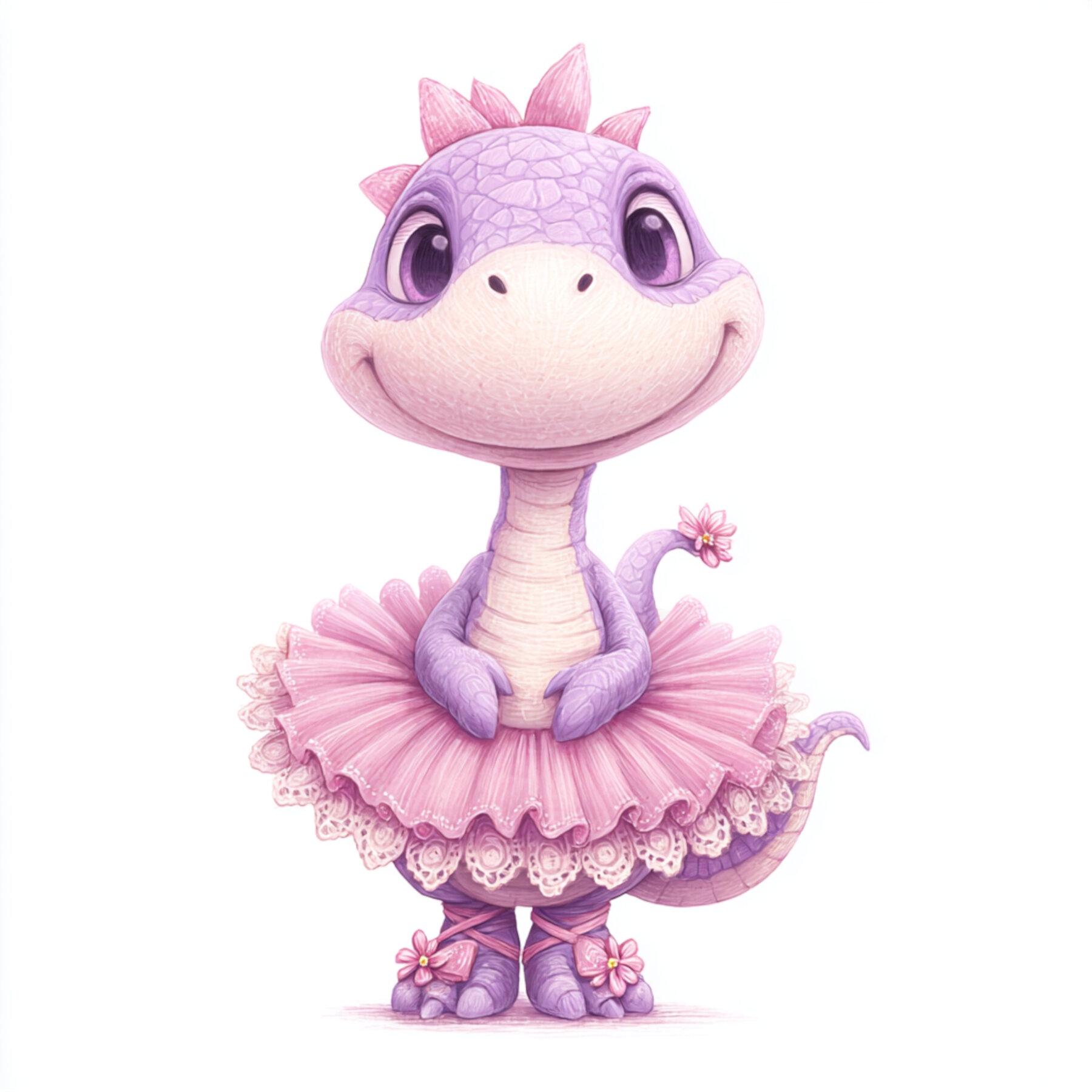 Dino Ballerina, Dinosaur Dance Art, Pink Tutu Dino, Ballet Dinosaur ...