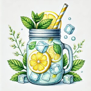 Lemonade Clipart, Summer Stand Art, Fresh Lemons, Lemonade Stand, Mason ...