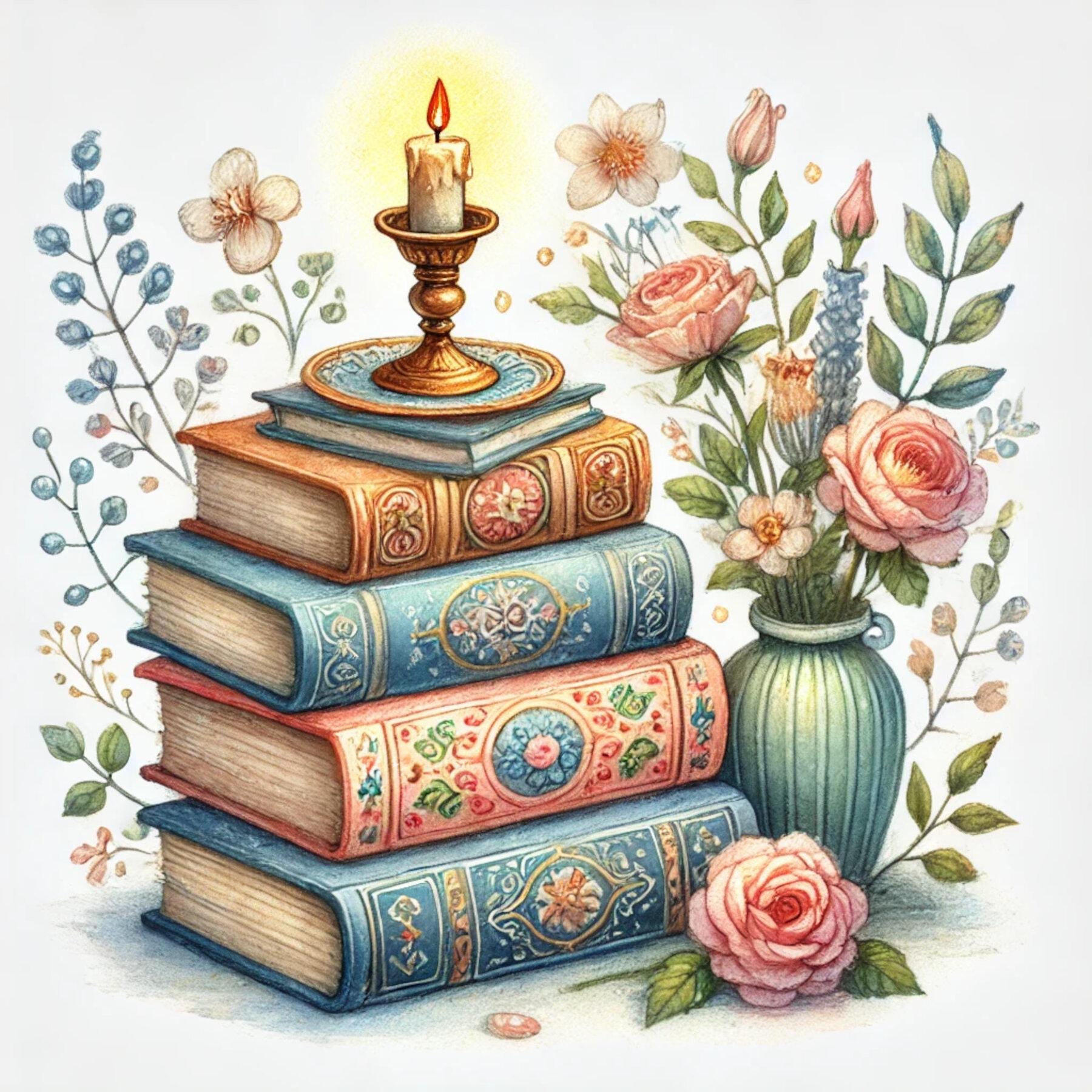 Book Stack, Reading Books, Book Clipart, Whimsical Images, Cute Clipart ...