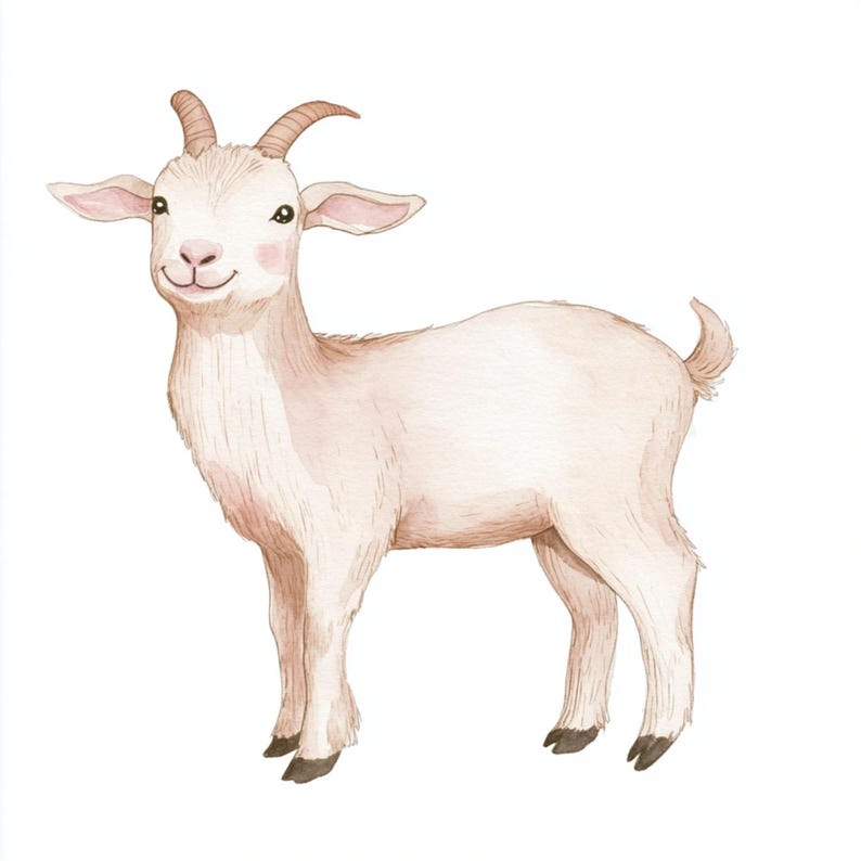 Goat Clipart, Farm Animal, Baby Goat Art, Cute Goat PNG, Farmhouse Kids ...