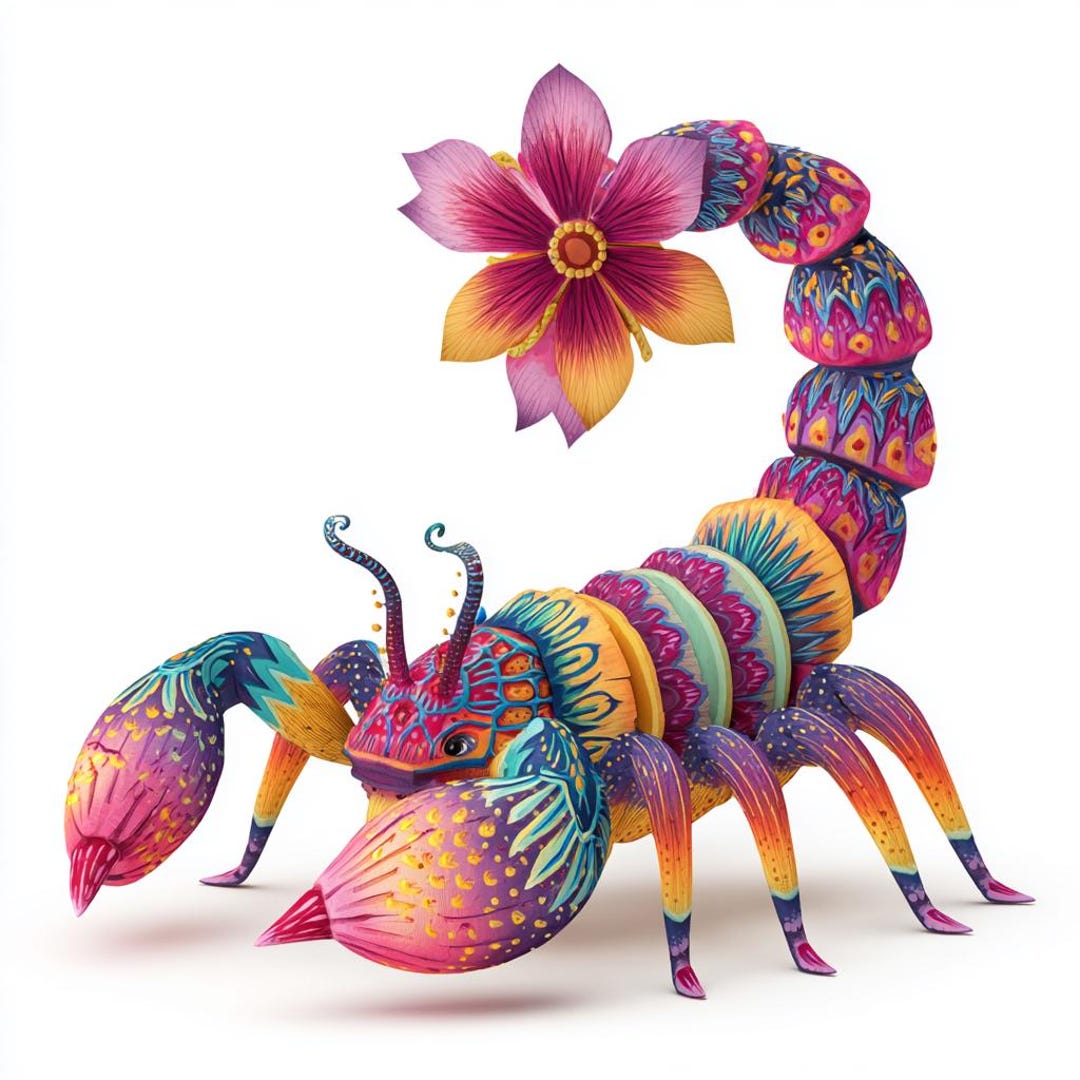 Folkart Scorpion, Boho Scorpion, Colorful Insect, Fantasy Scorpion ...