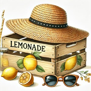 Lemonade Clipart, Summer Stand Art, Fresh Lemons, Lemonade Stand, Mason ...