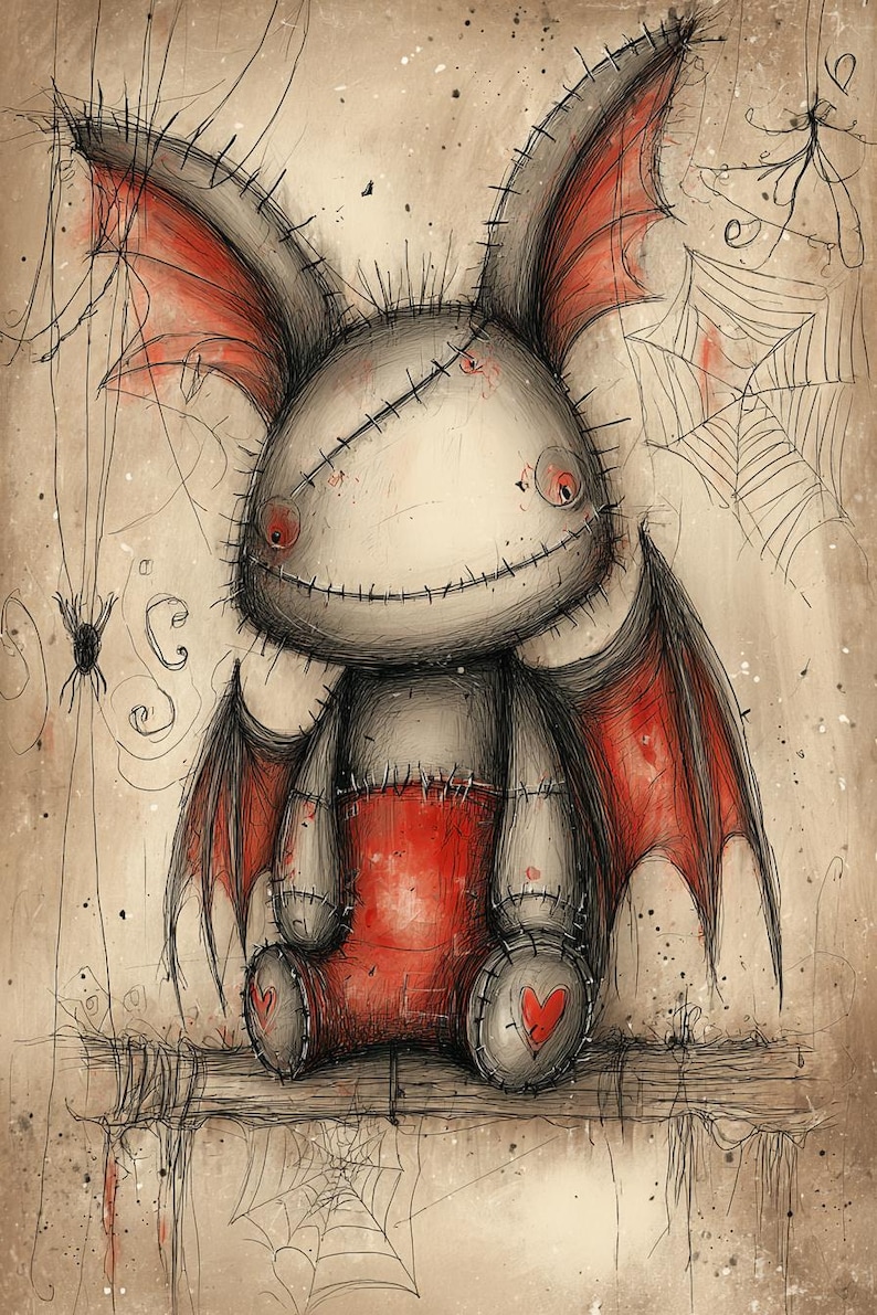 Haunted Bat, Creepy Bat, Gothic Bat, Spooky Cute, Red Black Art, Eerie ...