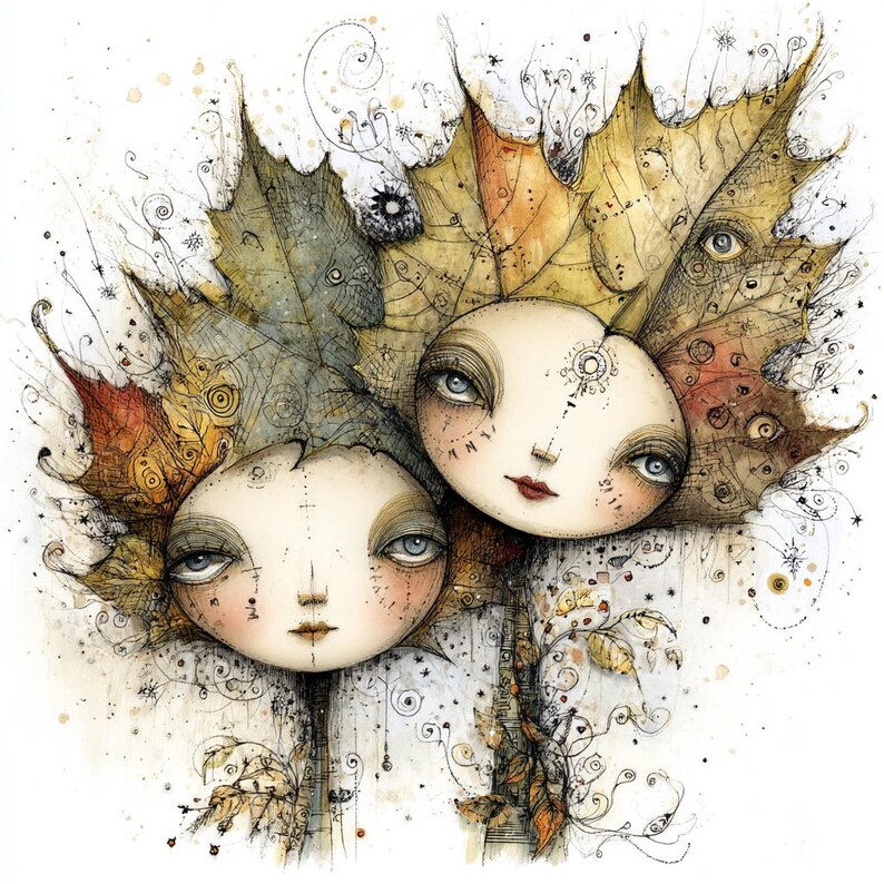 Leaf People, Autumn Faces, Forest Sprites, Fairy Leaves, Whimsy Art ...