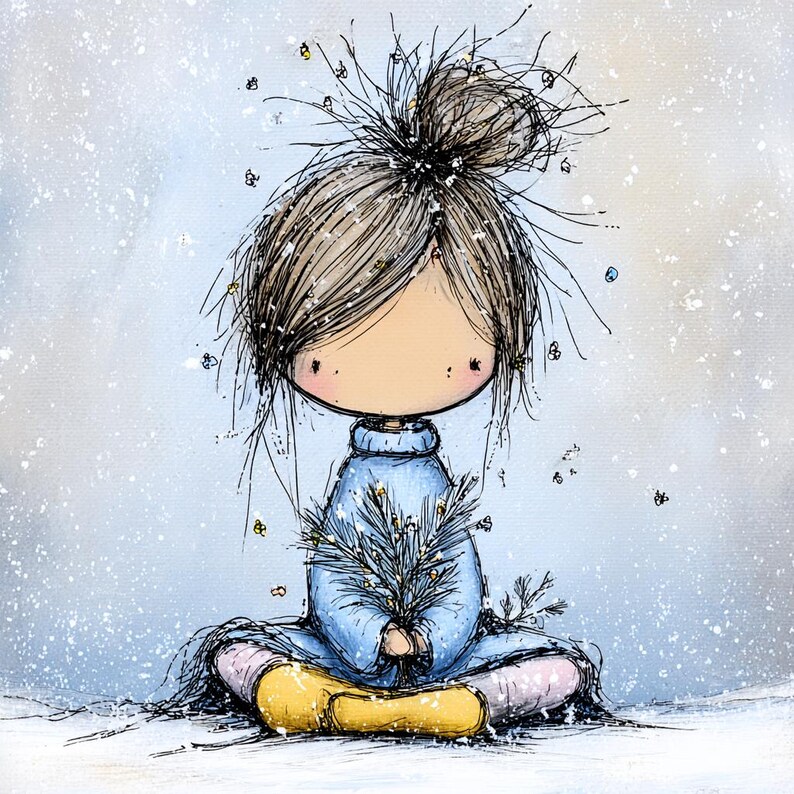 Winter Girl CLIPART, Snow Child Illustration, Soft Pastel Christmas Art ...