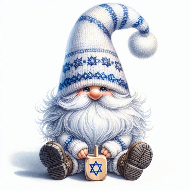 Jewish Theme Gnomes, Jewish Dreidel, Jewish Menorah, Spinning Top ...