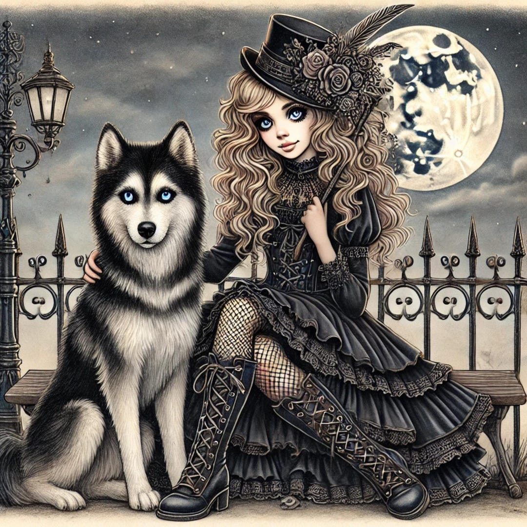 Goth Paws, Goth Art, Fantasy Dog, Moonlight Scene, Gothic Girl, Cute ...