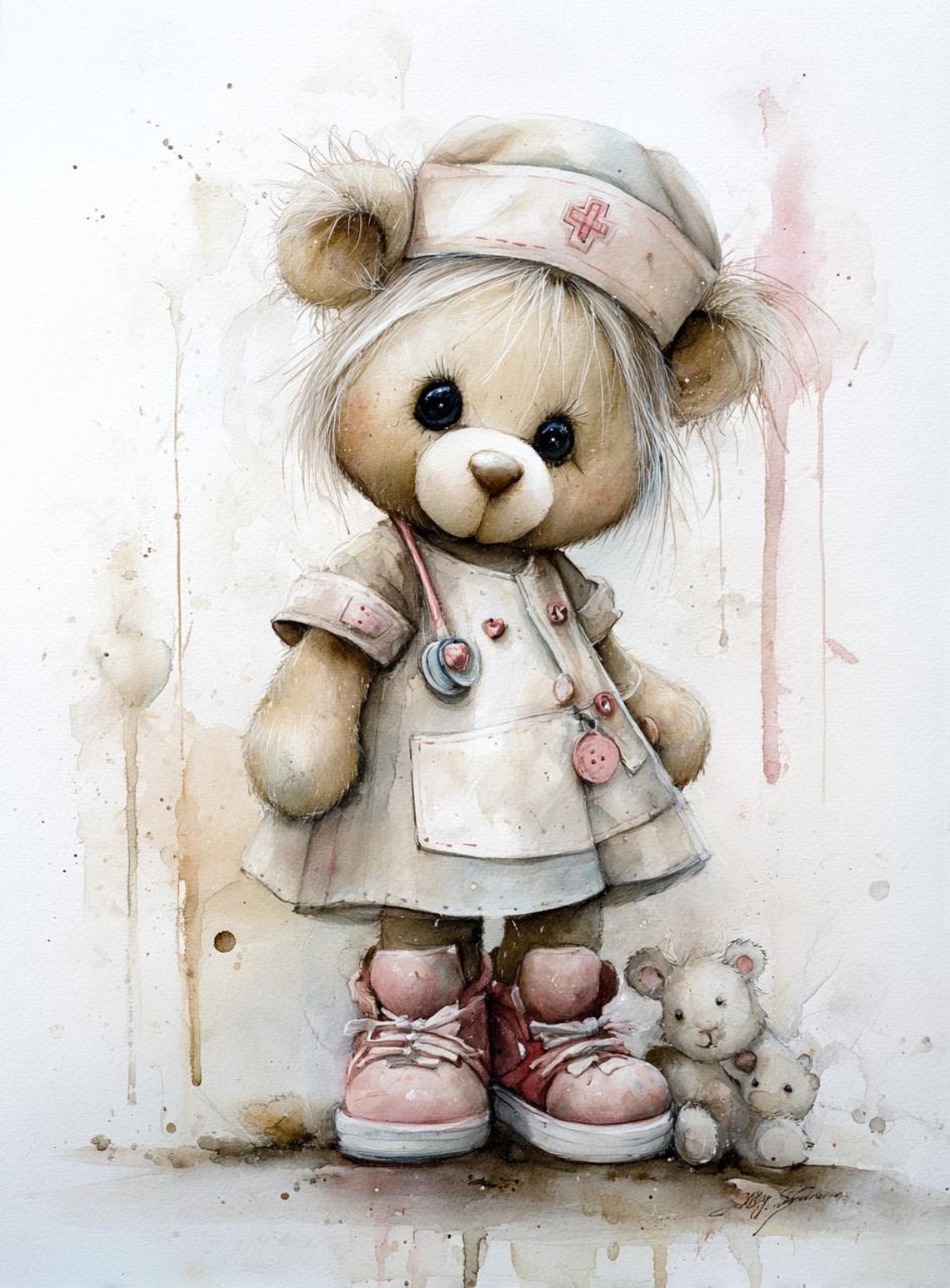 Teddy Nurses – Watercolor Medical Bears in Nurse Uniforms, Cute Bear ...
