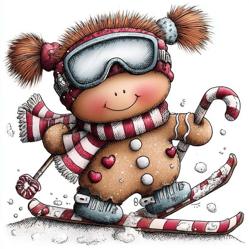Gingerbread Ski, Cookie Skier, Candy Cane Ski, Winter Sweets ...