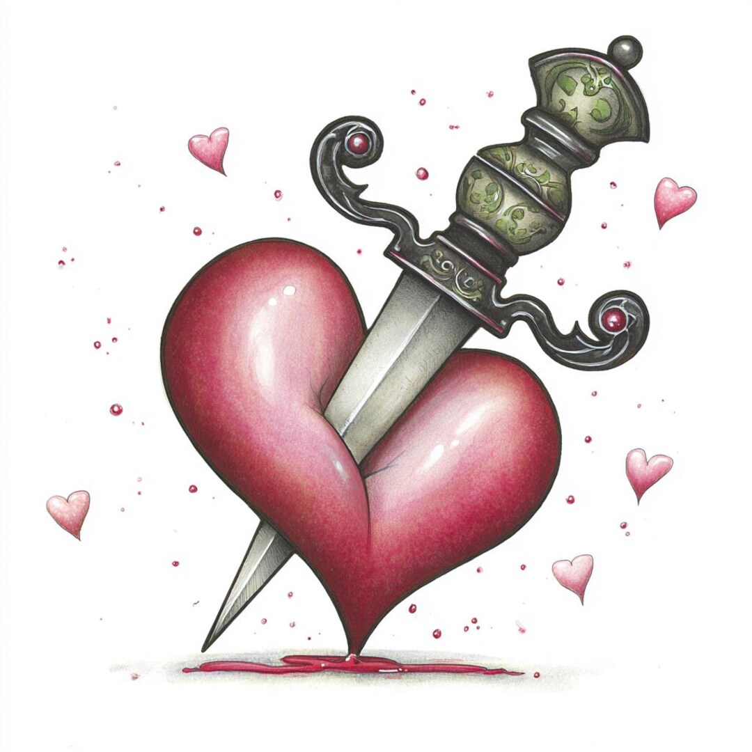 Gothic Heart Dagger CLIPART, Dark Romance Sword Heart Art, Victorian ...