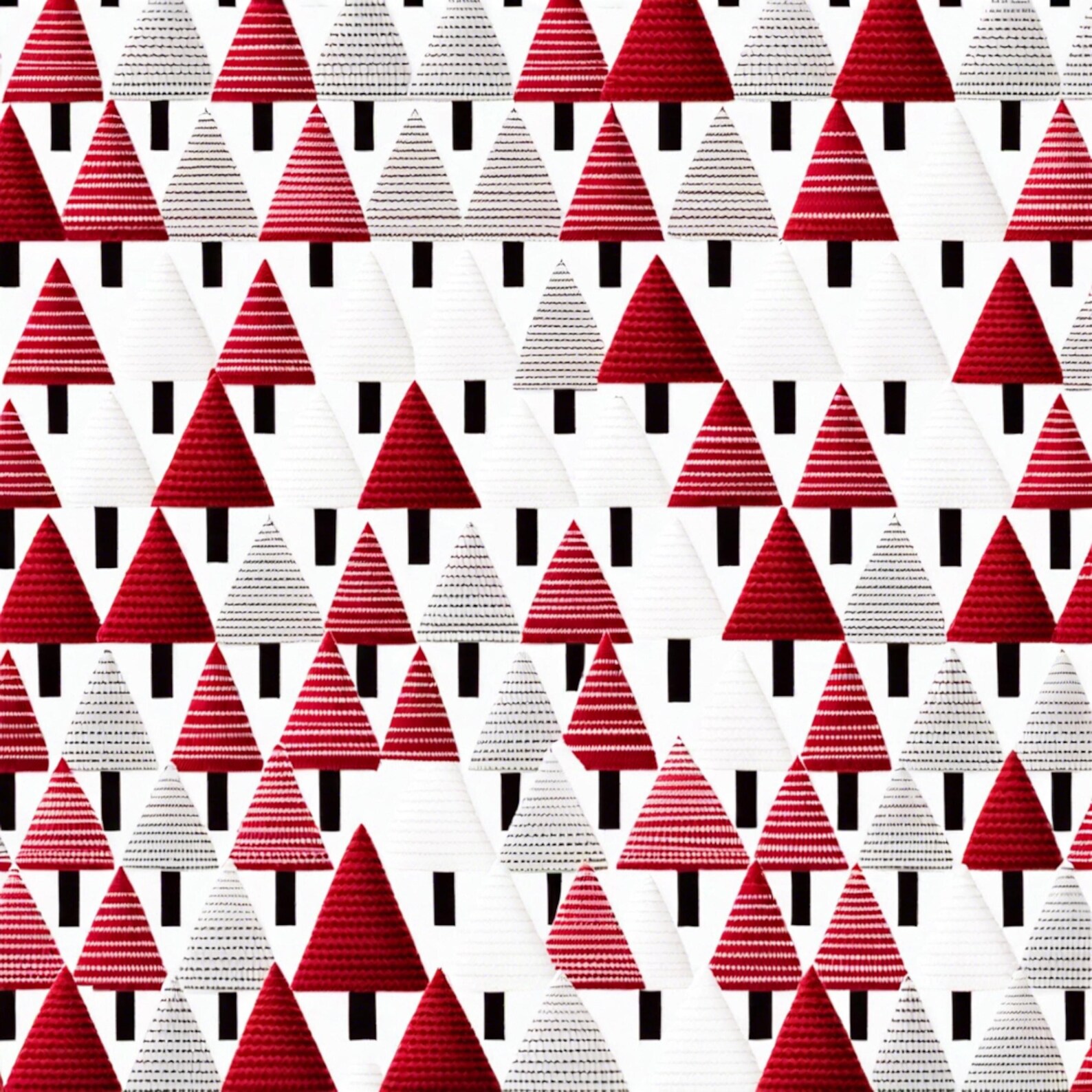10 Red Christmas Tree Repeat Pattern Clipart, 12x12 Size, Scrapbooking ...