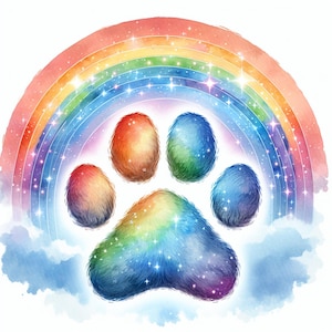 Rainbow Paw Prints 2, Colorful Pet Art, Vibrant Paw Prints, Rainbow ...