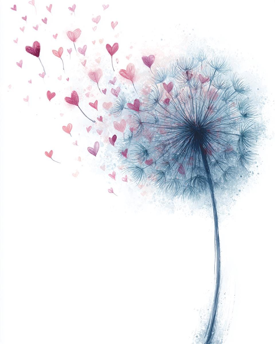 Love Dandelion, Heart Flower, Wind Flower, Wish Art, Blowing Hearts ...