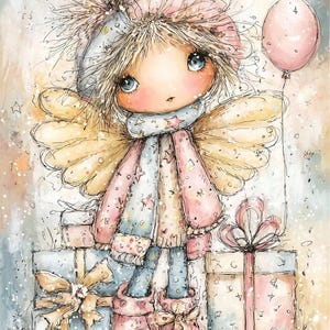Wishwing Whispers Clipart Set, Christmas Fairy Art, Watercolor Winter ...