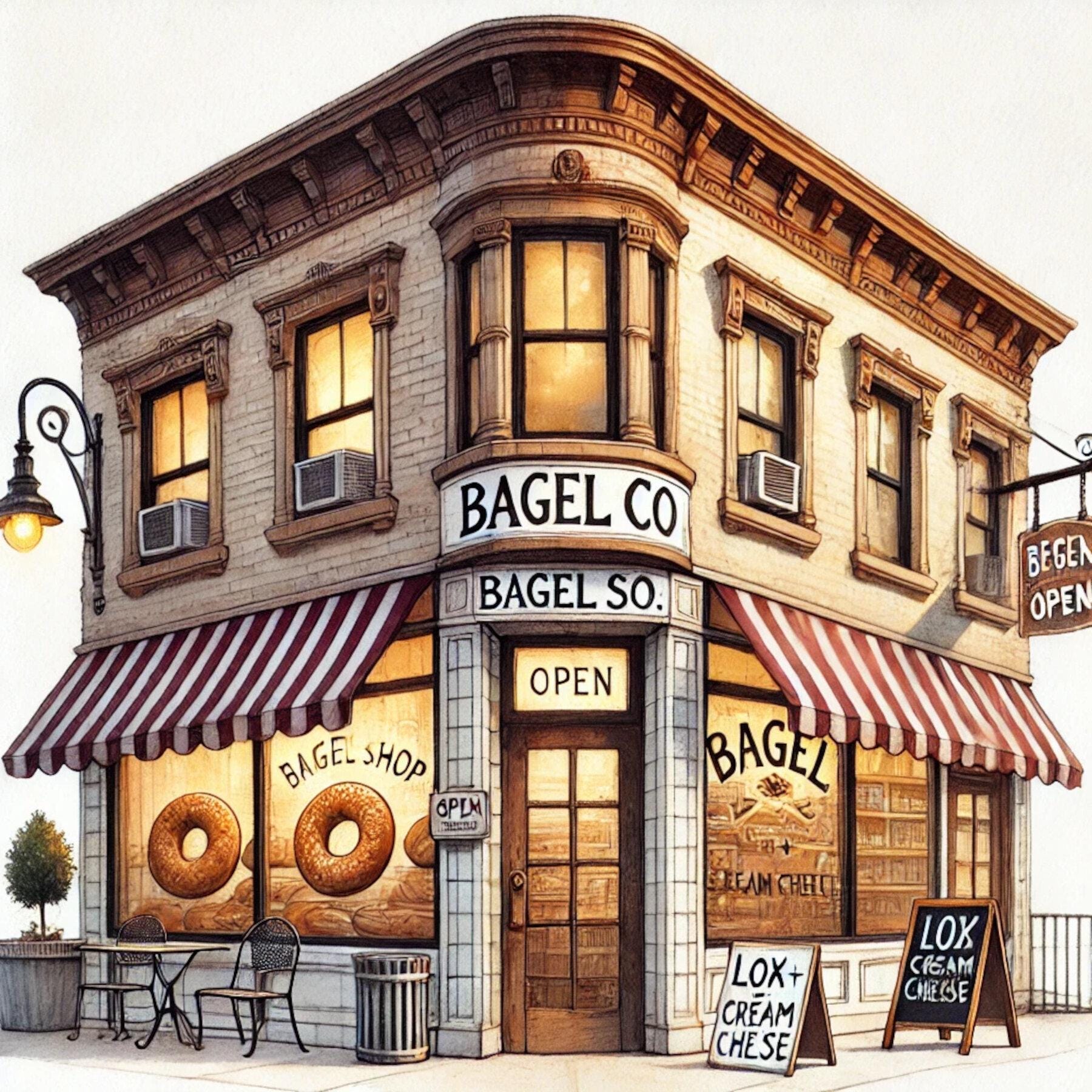 Bagel Shop Art, Bakery Clipart, Food Shop Clipart, Cafe Storefront ...