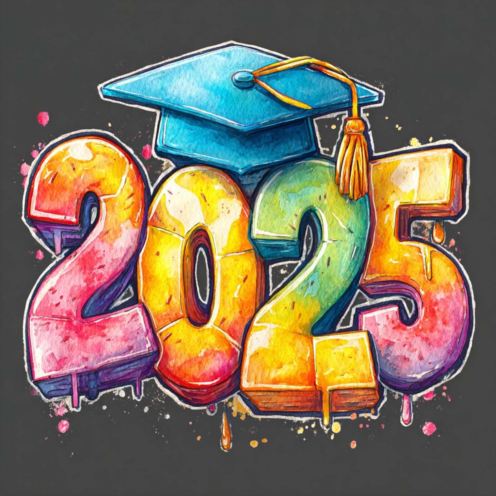 Grad 2025,senior Art ,class of 2025,school Graffiti, Cap Clipart,2025 ...