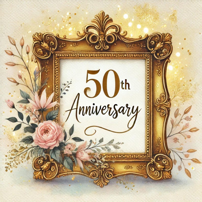 Golden Anniversary, 50th Anniversary, Anniversary Clipart, Elegant ...