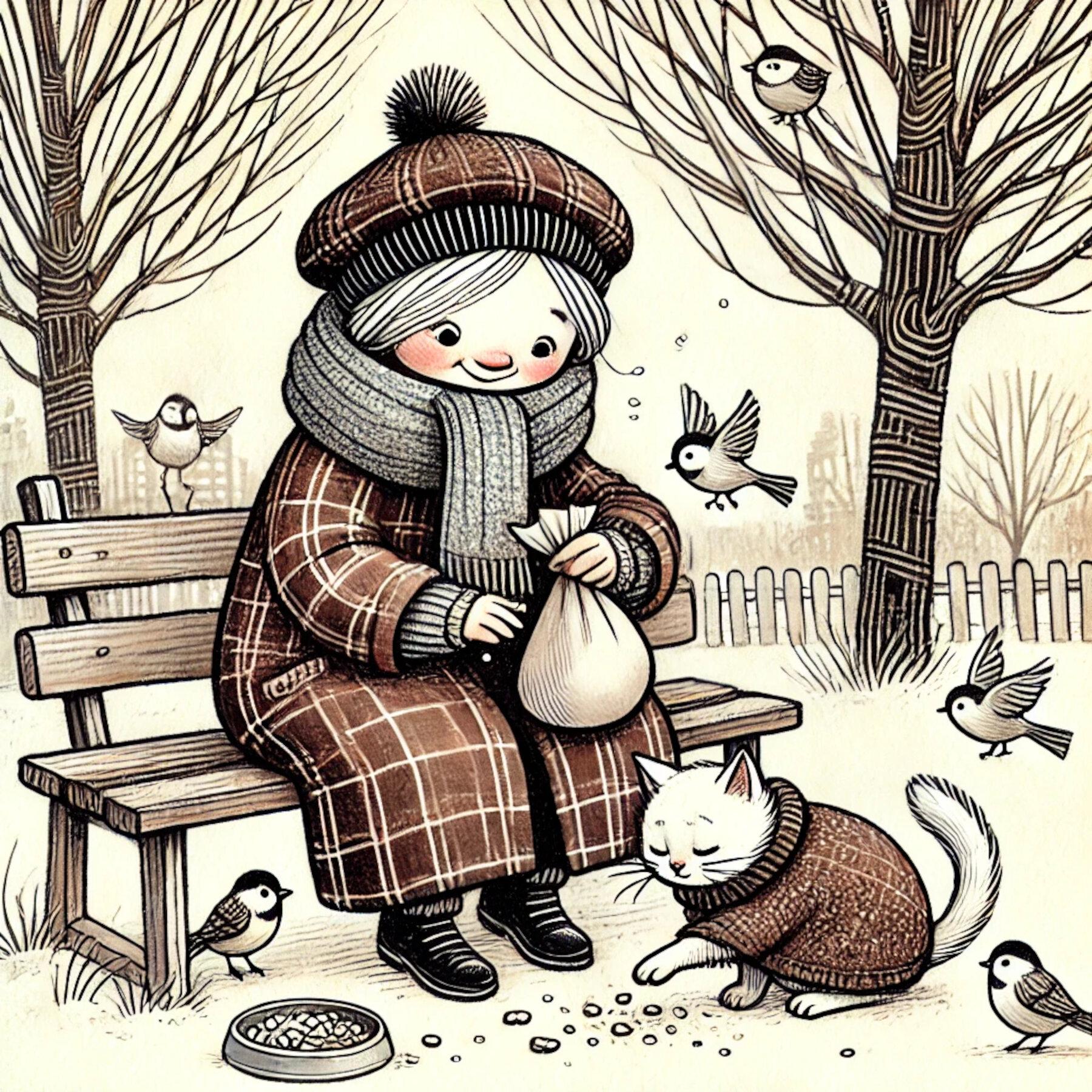 Grannyverse, Elderly Cartoon, Cat Illustration, Cozy Grandma Art ...