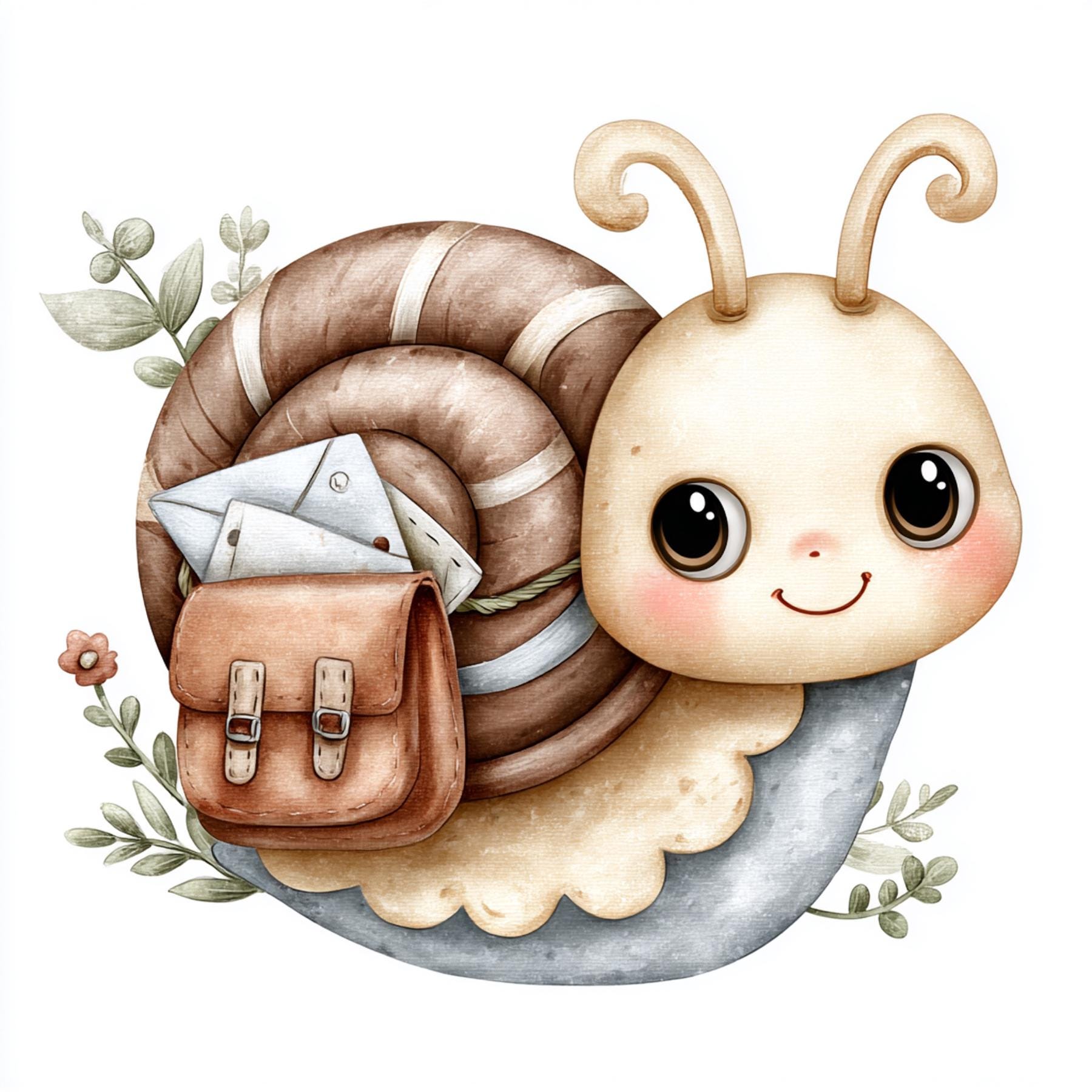 Mail Snail, Cute Snail, Snail Art, Snail Clipart, Letter Snail, Kawaii ...