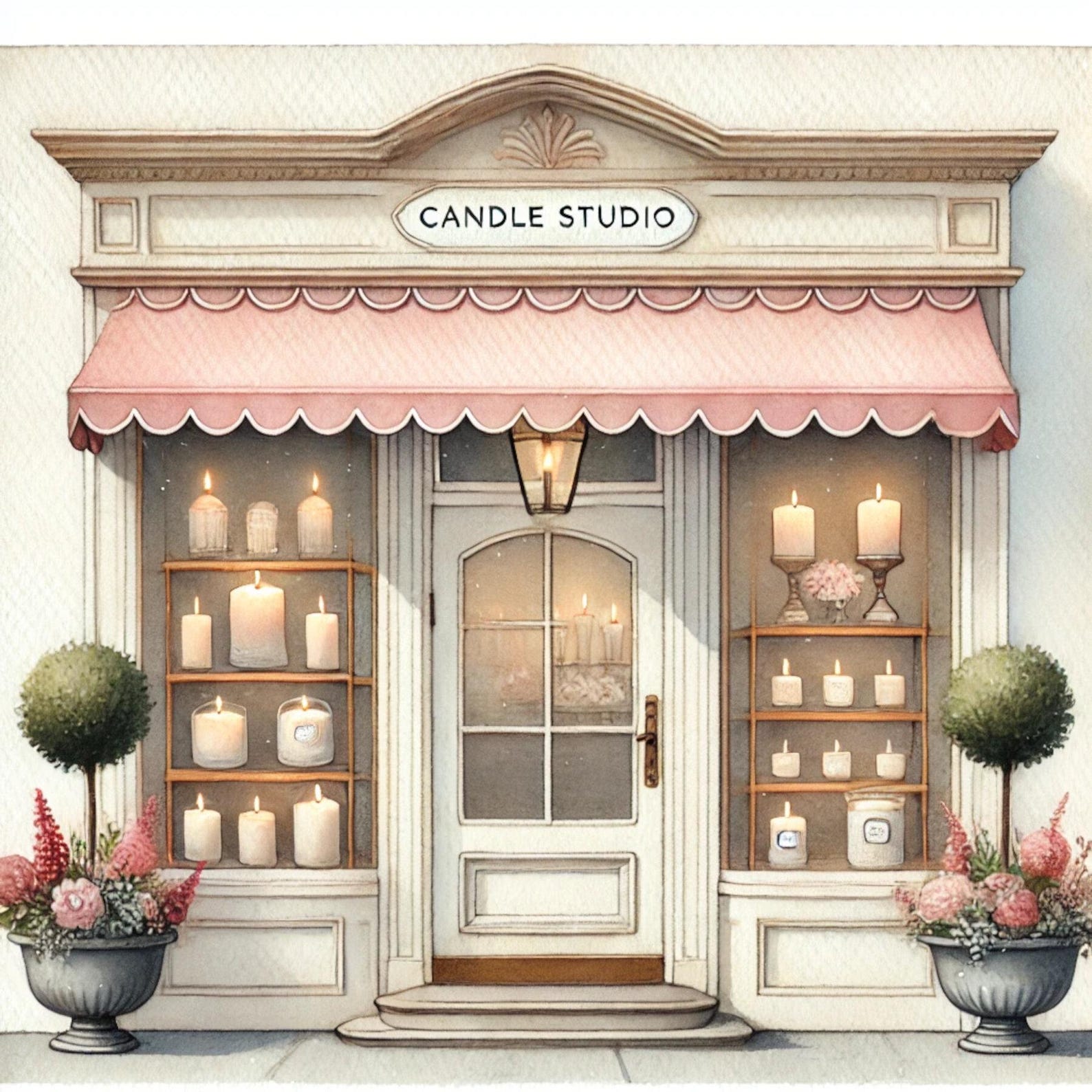 Glow and Gather, Candle Shop Clipart, Boutique Storefront, Candle Art ...