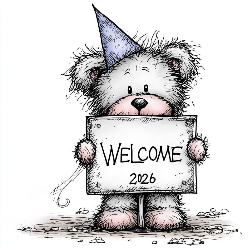 New Year 2026 Teddy Bear Clipart, Cute Bear With Sign, Happy New Year ...