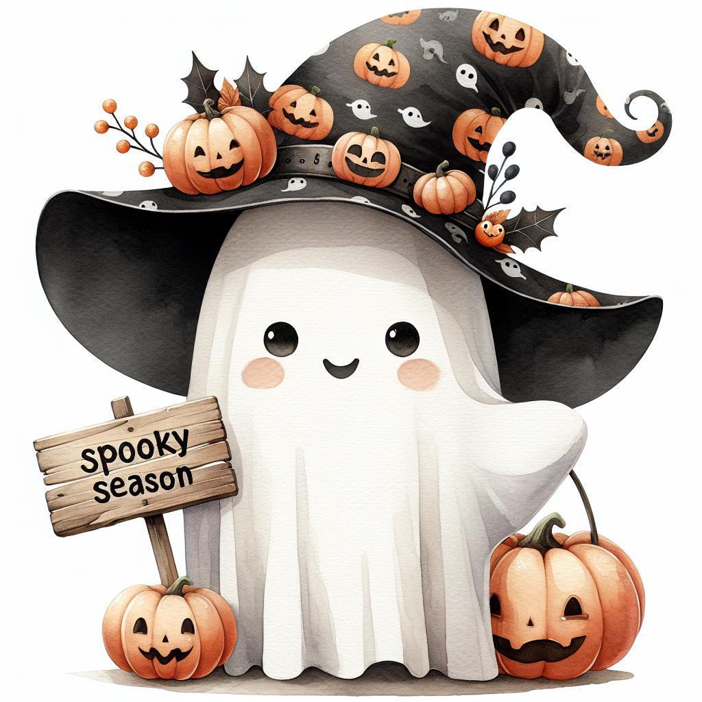 20 Cute Whimsical Halloween Ghost Clipart, Spooky Season, Ghosts ...