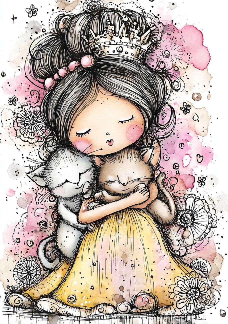 Princess Art, Cute Kittens, Cat Lover Gift, Pink Nursery, Girly Decor ...