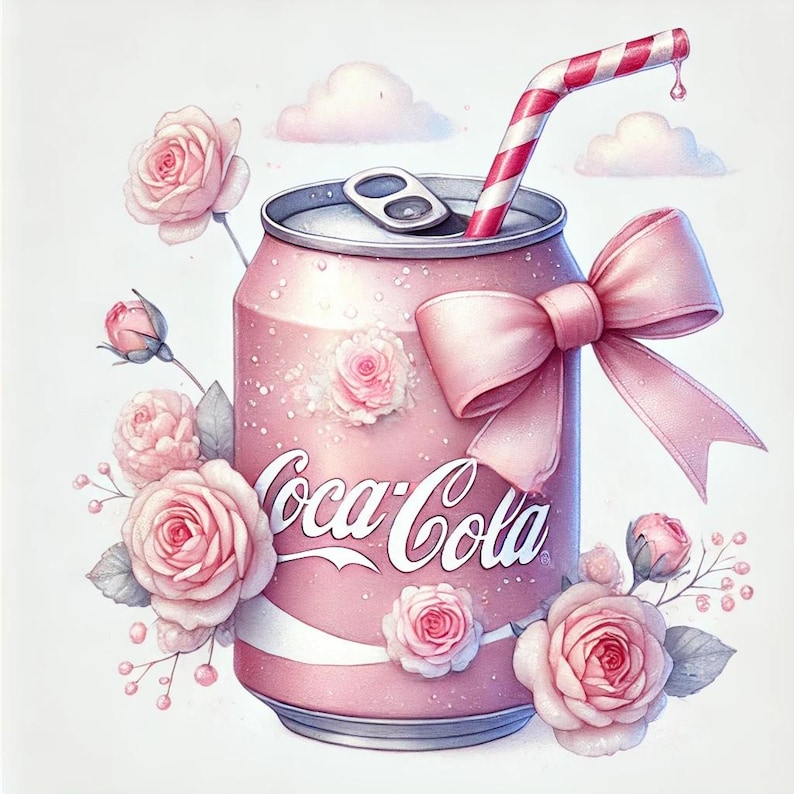 Pink Coke Can, Coca Cola Art, Floral Soda Can, Pastel Coke Aesthetic ...