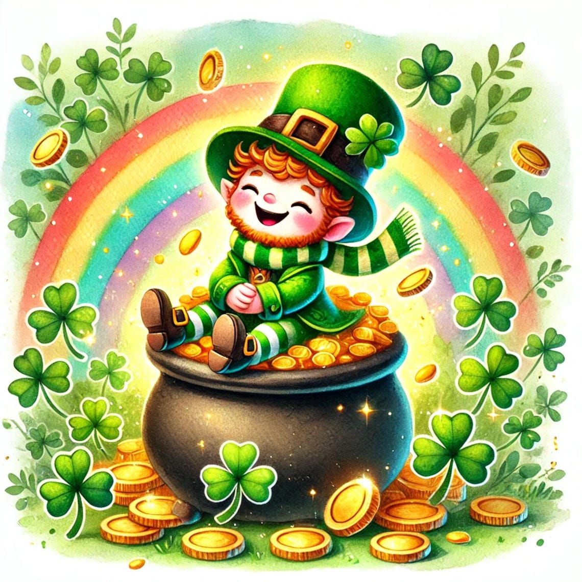 The Leprechaun, Luck of the Irish, Shamrock, Rainbows, Whimsical ...