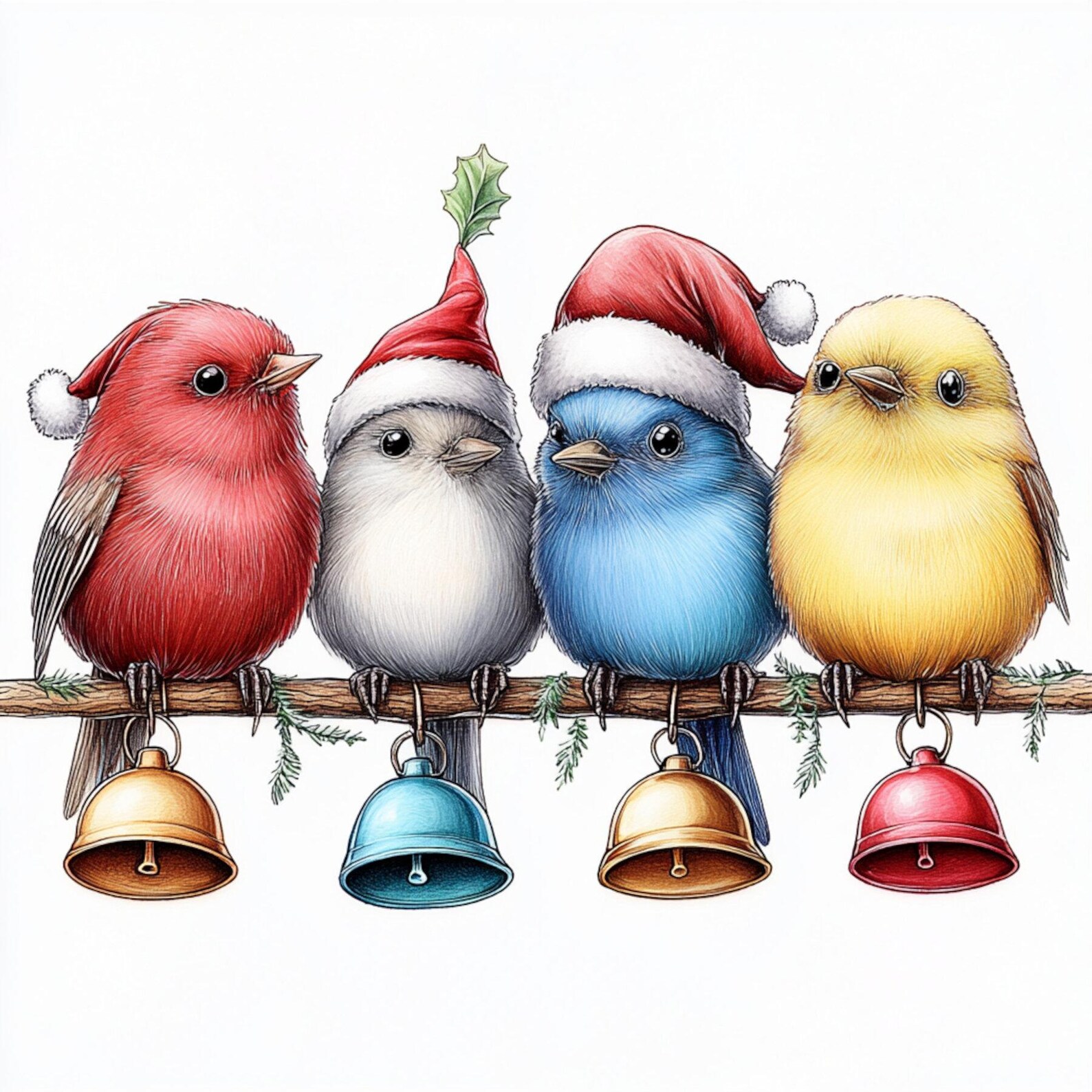 Bird Clipart, Xmas Birds, Holiday Birds, Winter Birds, Santa Birds ...
