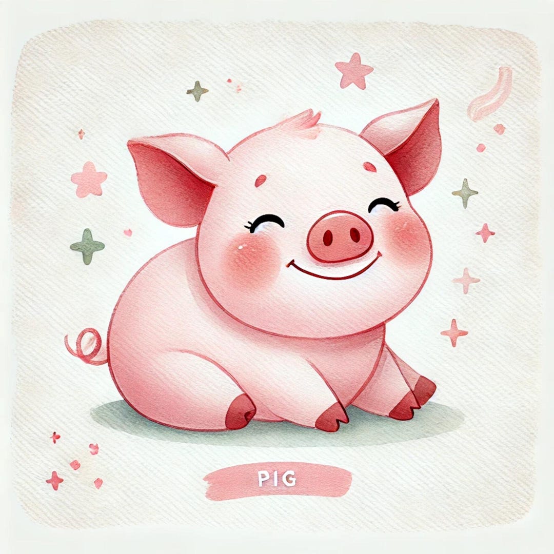 Piggie Personalities, Pig Clipart, Whimsical Pigs, Cute Pigs, Comical ...