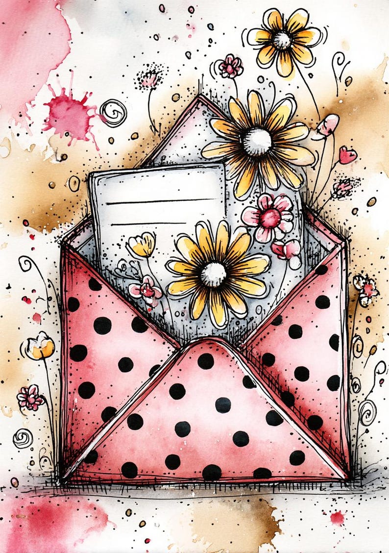 Floral Envelope, Daisy Flowers, Spring Letter, Floral Card, Cute ...