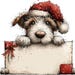 Christmas Dog Clipart, Holiday Puppy Sign PNG, Festive Dog With Red Hat ...