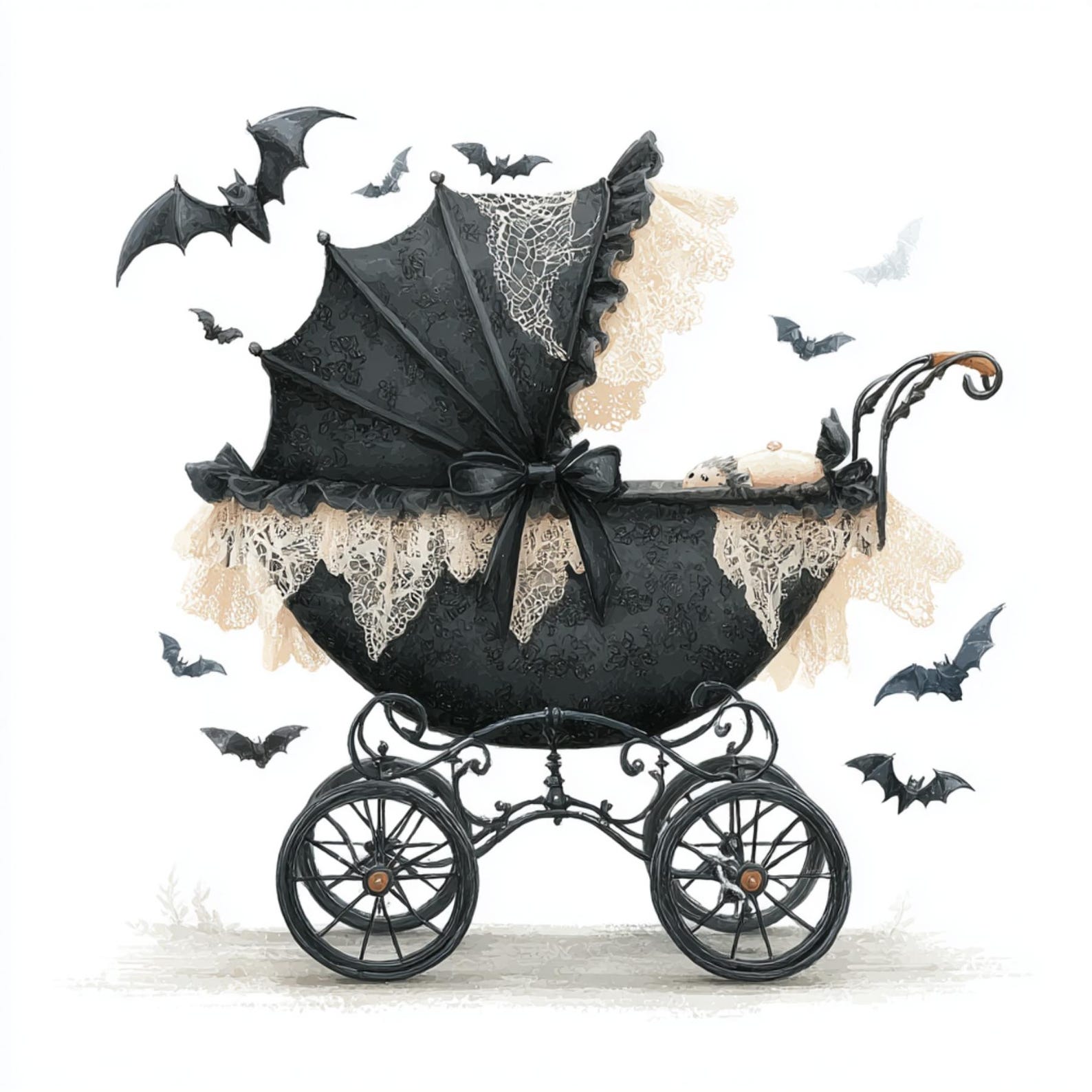 Halloween Baby, Goth Baby Decor, Spooky Pram Art, Halloween Stroller ...