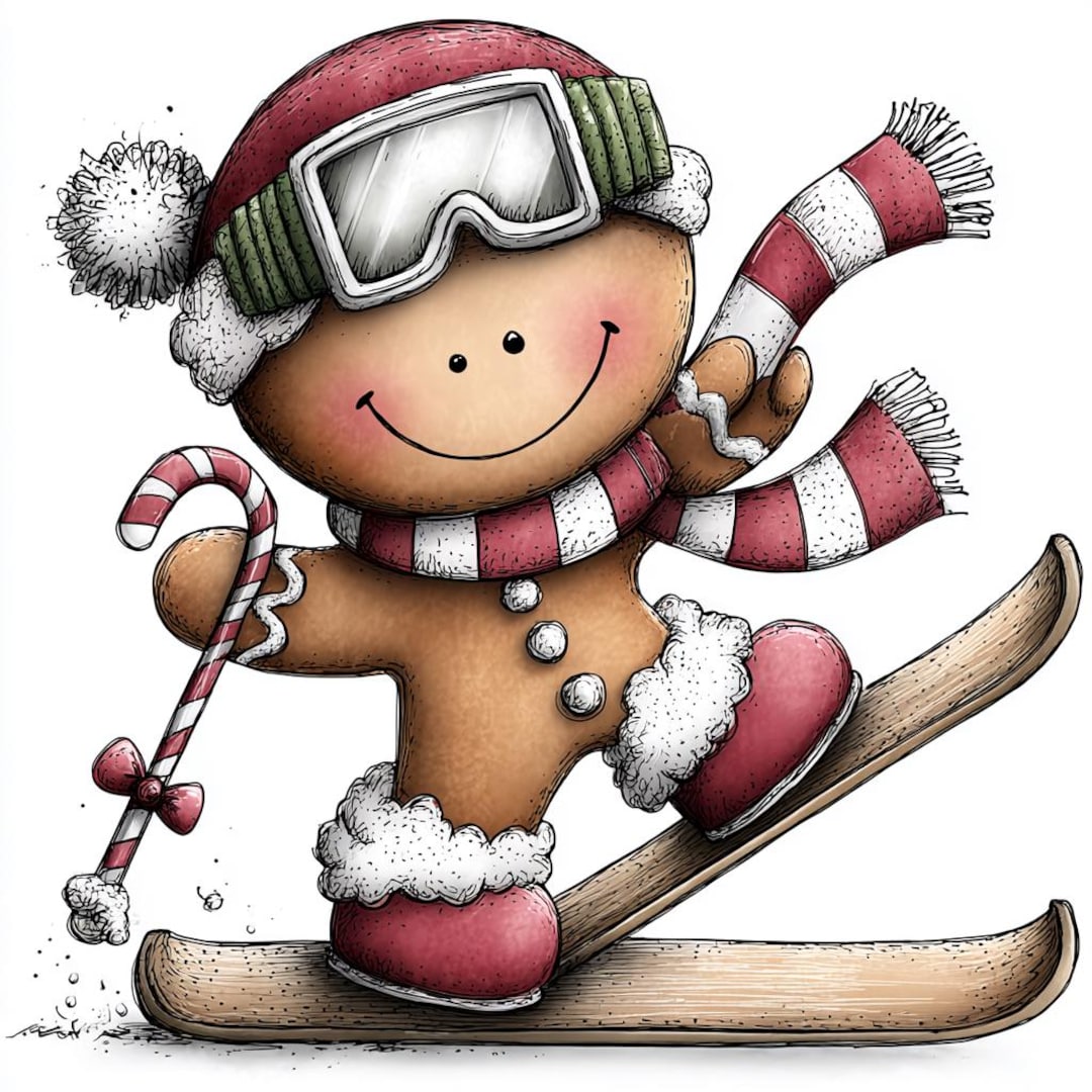 Gingerbread Ski, Cookie Skier, Candy Cane Ski, Winter Sweets ...