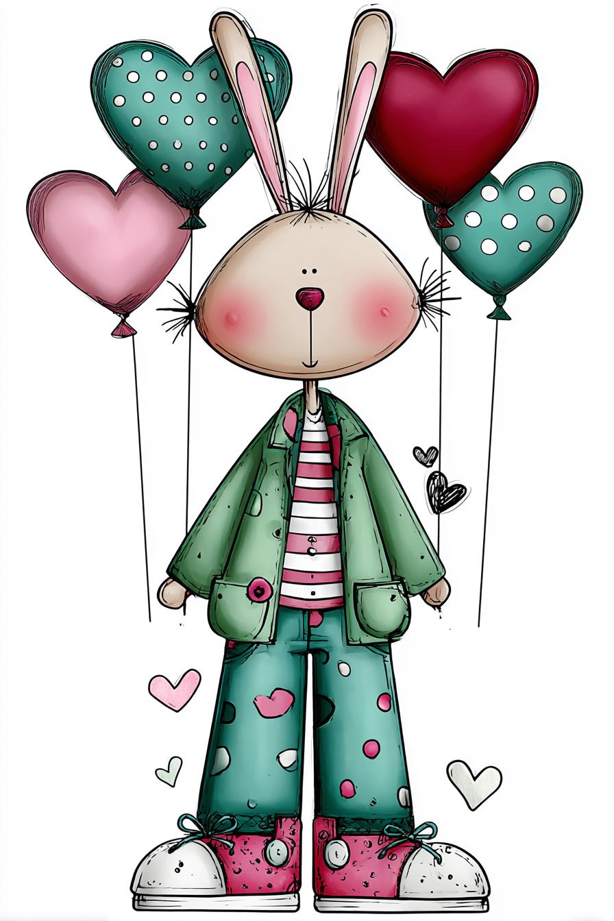Patchwork Easter Bunny CLIPART, Whimsical Rabbit Characters, Folk ...