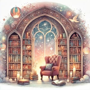 Magical Libraries, Fantasy Art Images, Library Clipart, Book Themes ...