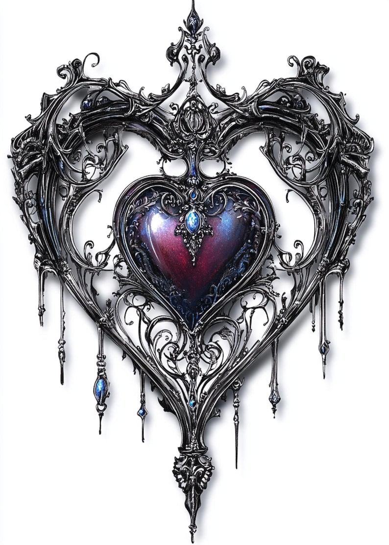 Gothic Heart Art, Victorian Heart, Gothic Jewelry, Dark Romance Art ...