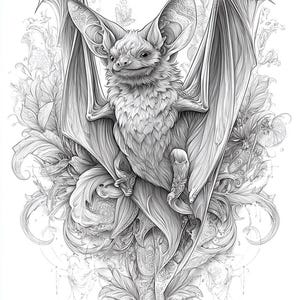Baroque Batlings, Fantasy Bat Art, Bat Line Art, Gothic Bat Print ...