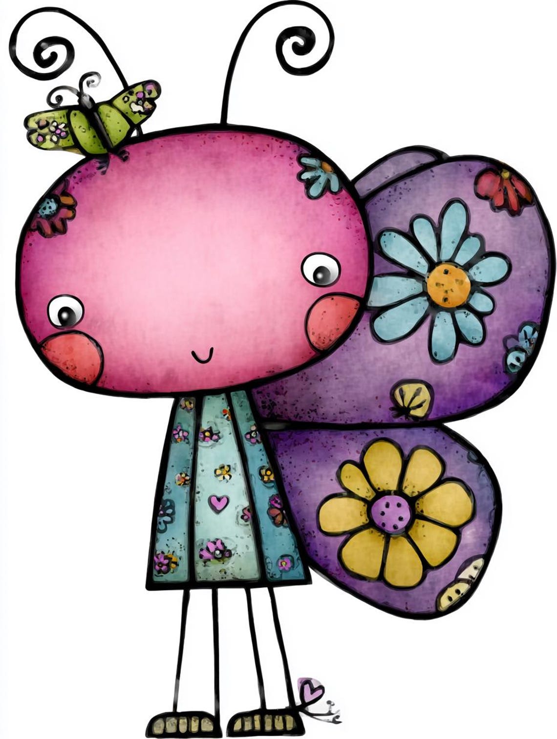 Butterfly Girls, Whimsical Fairy PNG Set, Cute Girls With Colorful ...